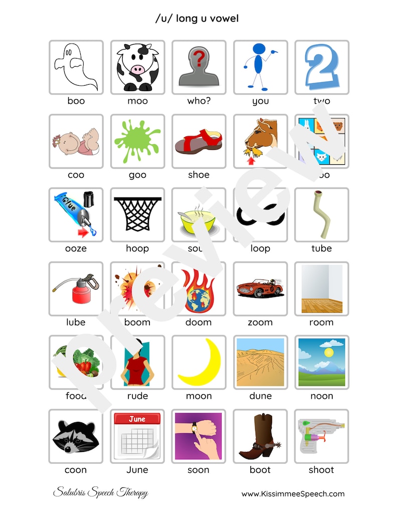 Long "u" Worksheets for Speech Therapy Practice - 3 Pages! - Etsy