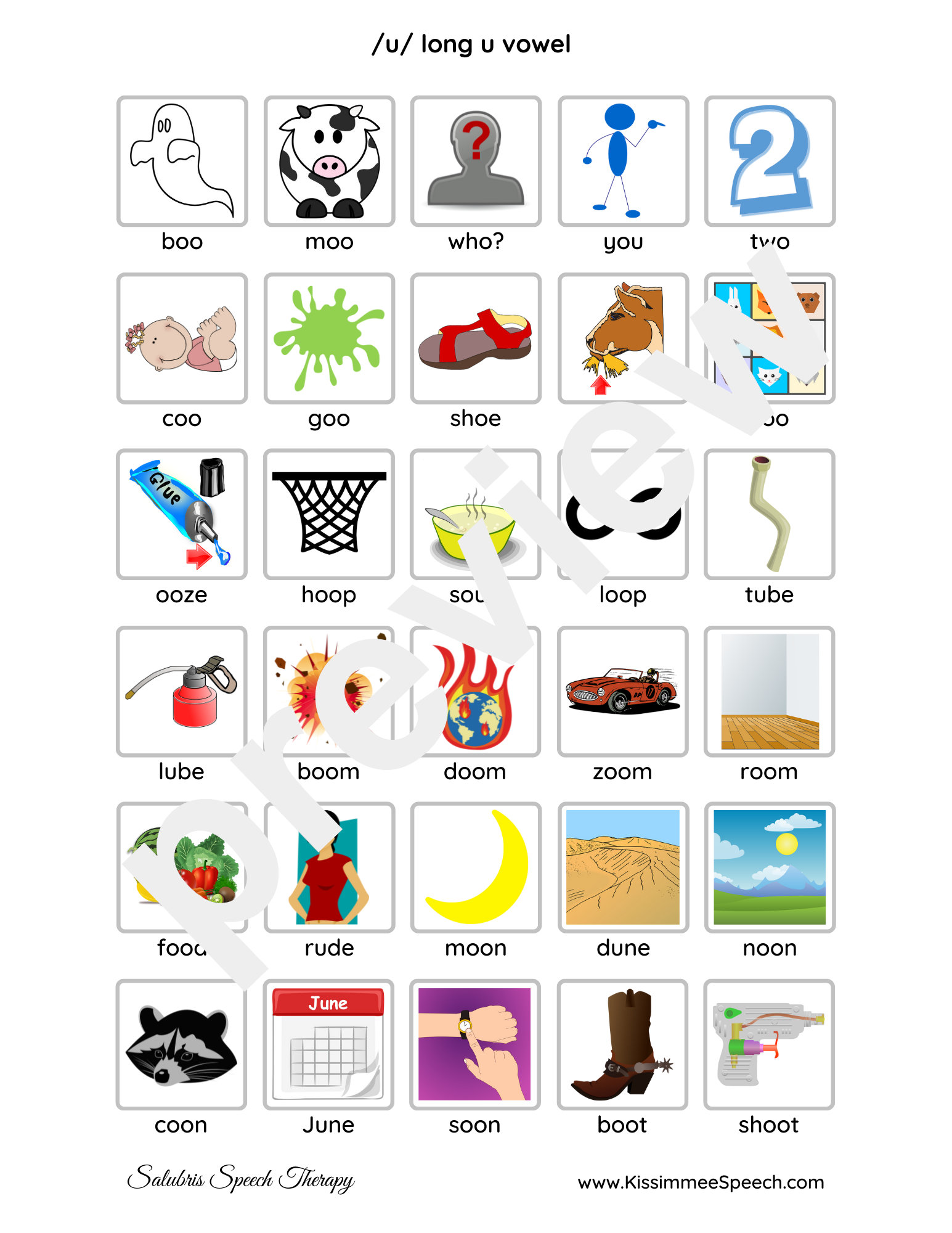 Long "u" Worksheets for Speech Therapy Practice - 3 Pages! - Etsy