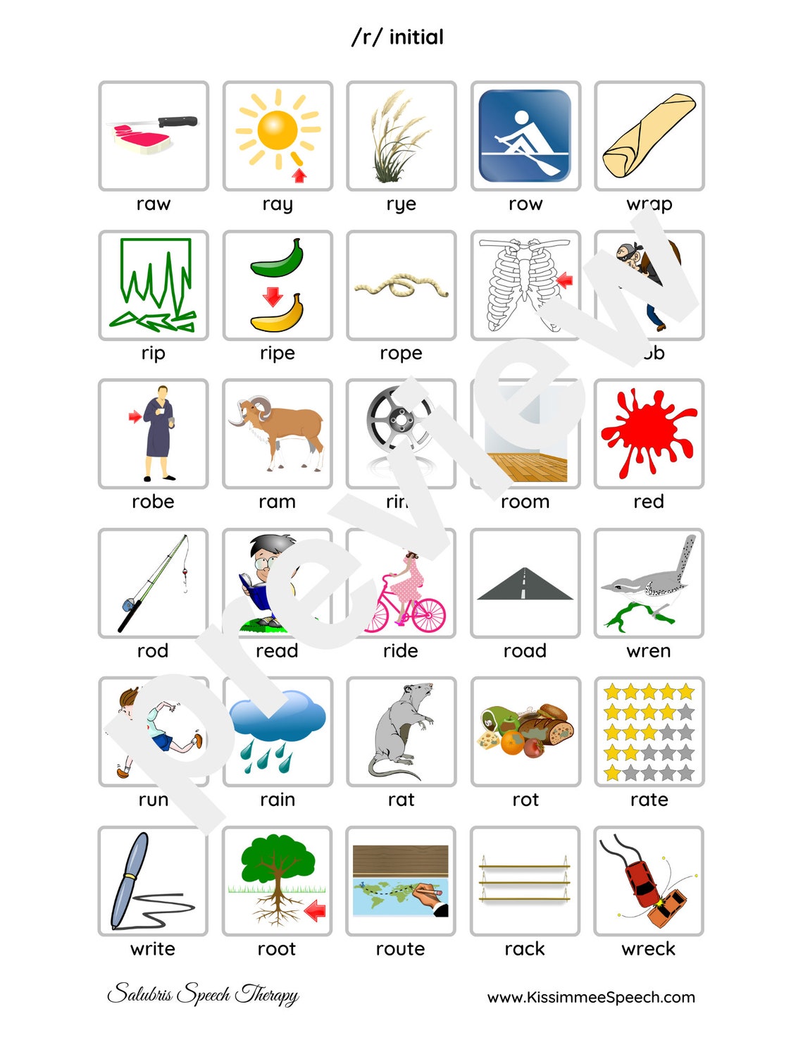 Prevocalic "r" Worksheets for Speech Therapy Practice - 4 Pages! - Etsy