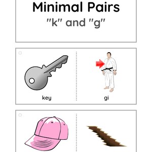 Card Strips Minimal Pairs k & g Speech Therapy Articulation - Etsy