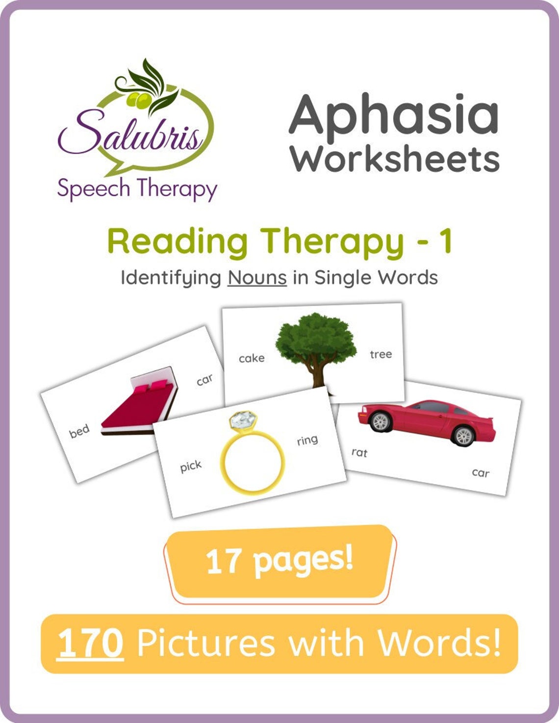 Aphasia - Reading Therapy 1 - NOUNS - Reading Comprehension - Speech ...