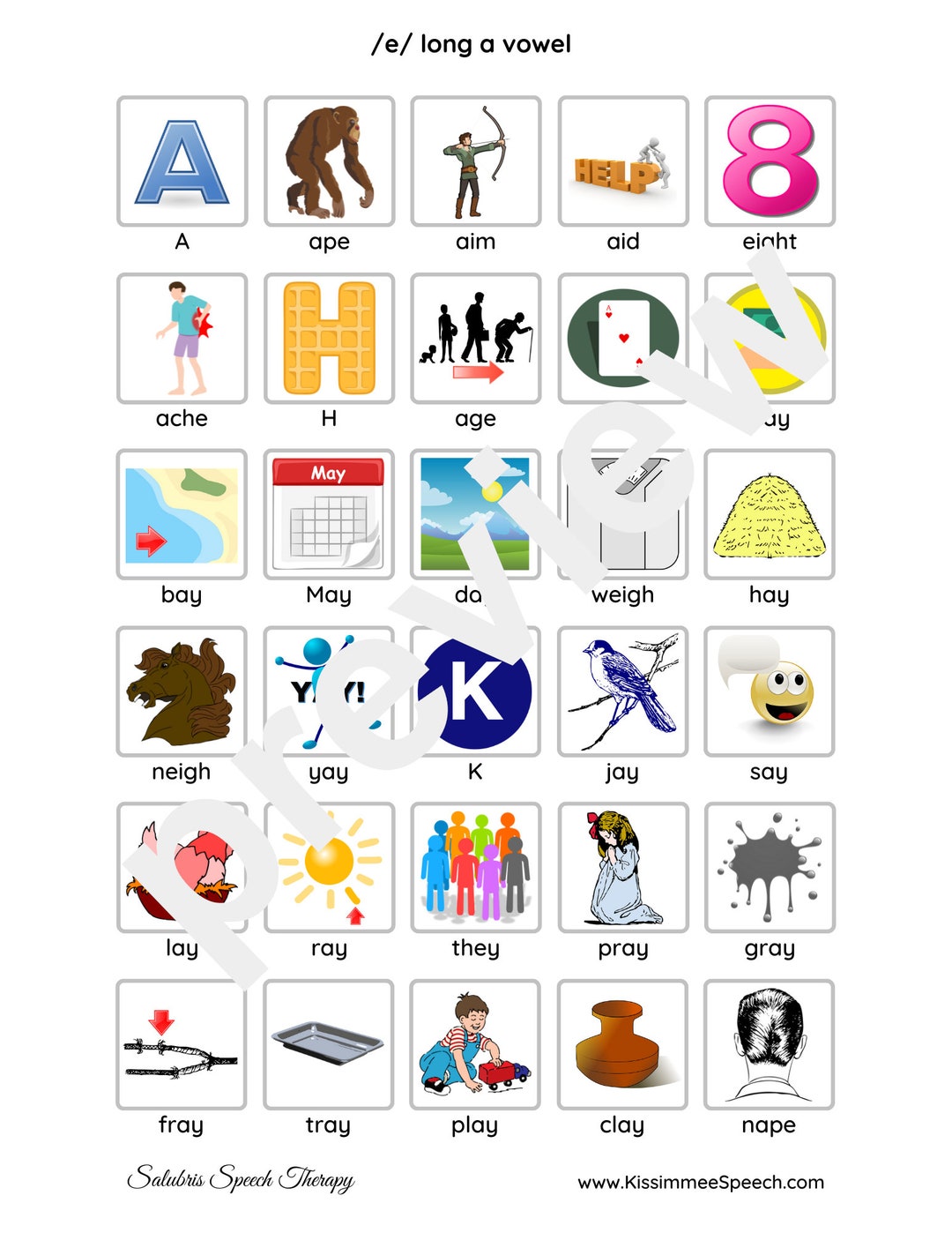 SET of Long Vowel Worksheets for Speech Therapy Practice - 18 Pages! - Etsy