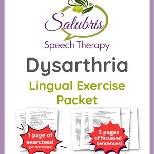 Dysarthria - Lingual Exercise Packet - Speech Therapy Articulation - Etsy