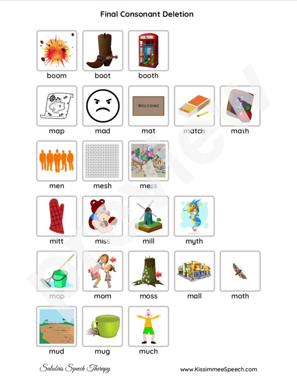 Final Consonant Deletion - Phonemes for Speech Therapy Practice - 22 ...