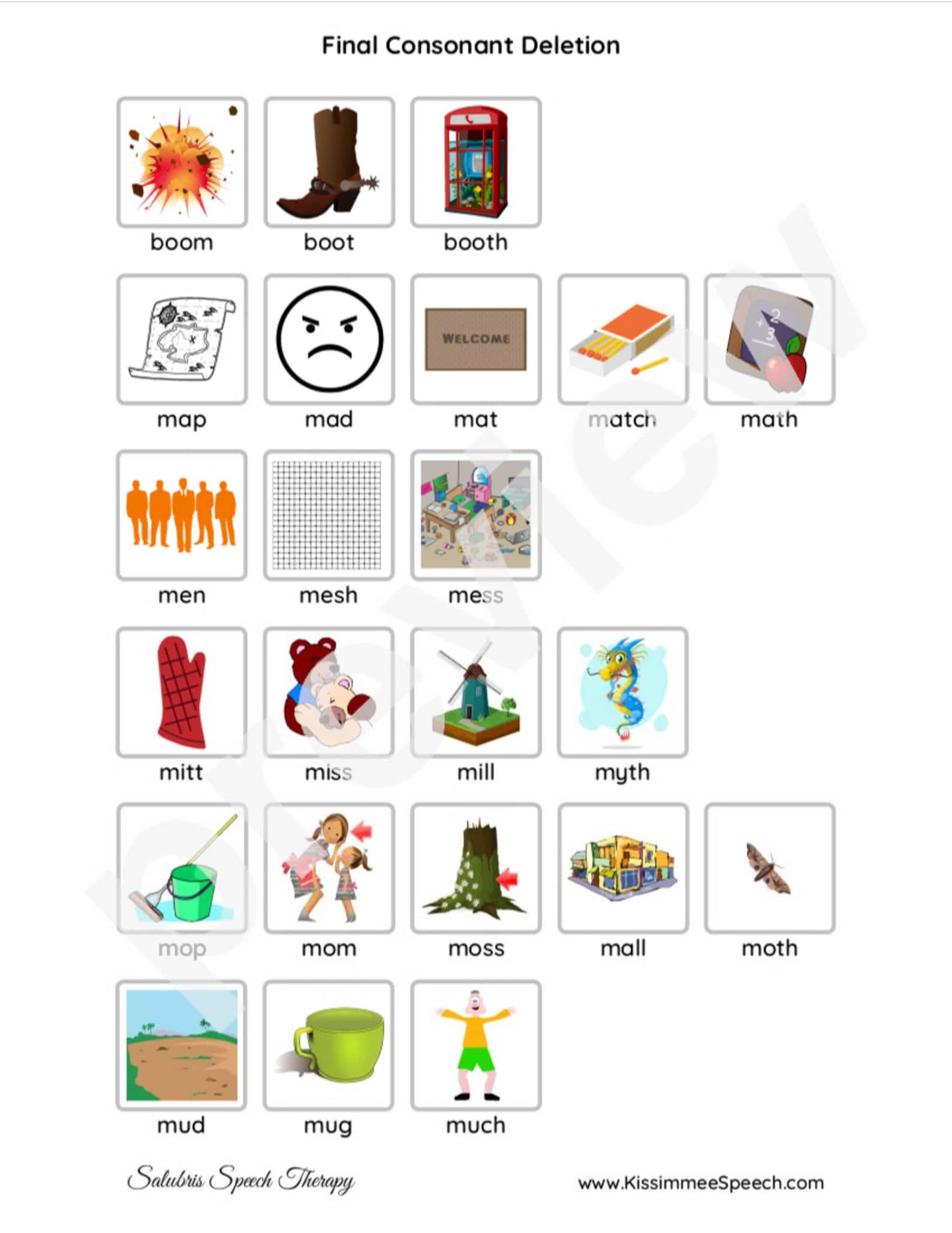 Final Consonant Deletion - Phonemes for Speech Therapy Practice - 22 ...