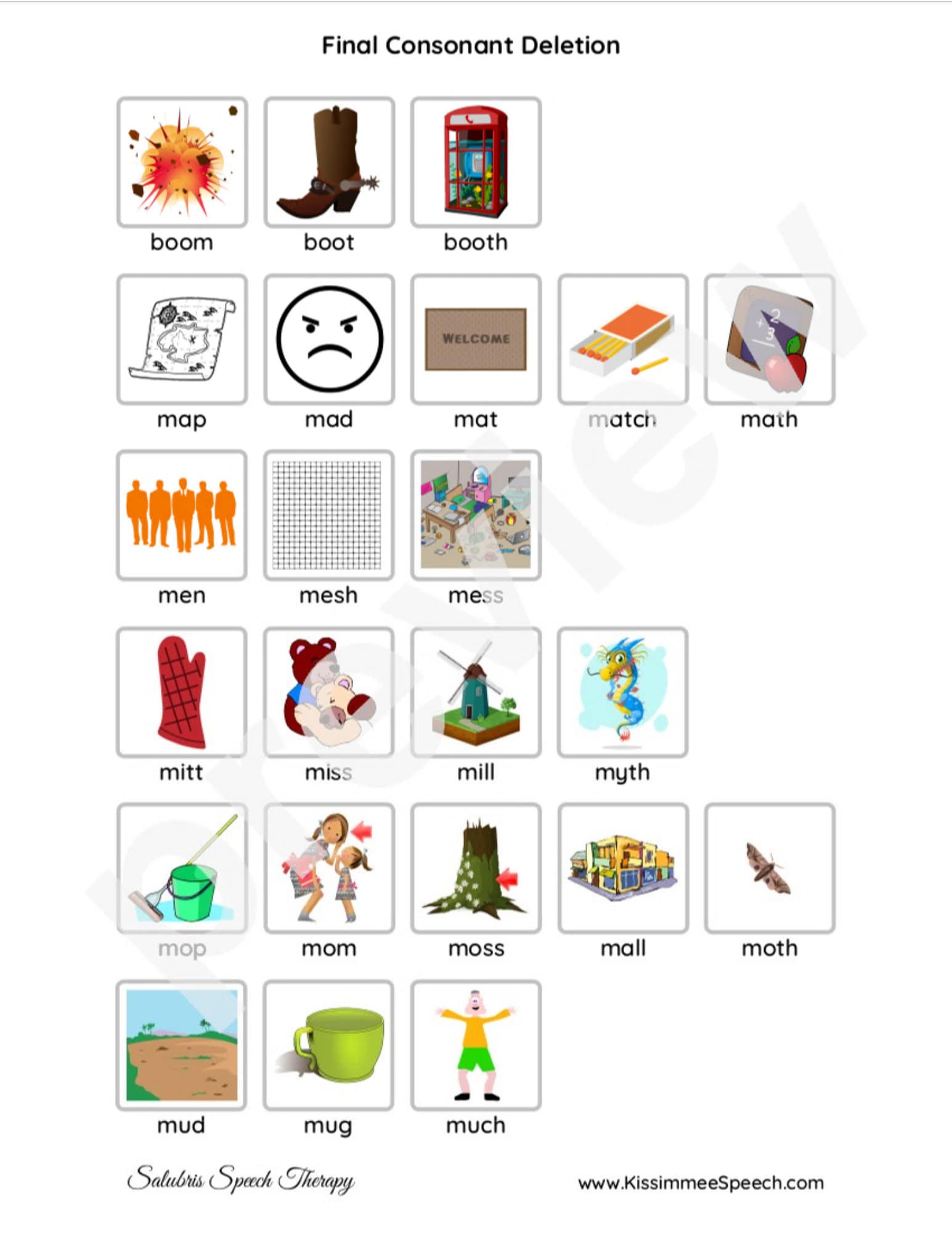 Final Consonant Deletion - Phonemes for Speech Therapy Practice - 22 ...