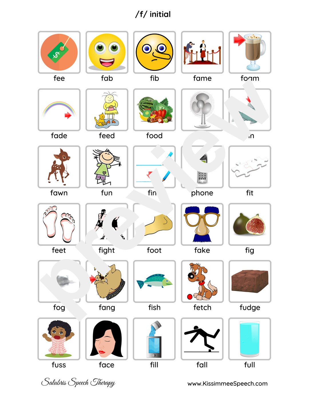 Phoneme "f" for Speech Therapy Practice - 3 Pages! - Etsy