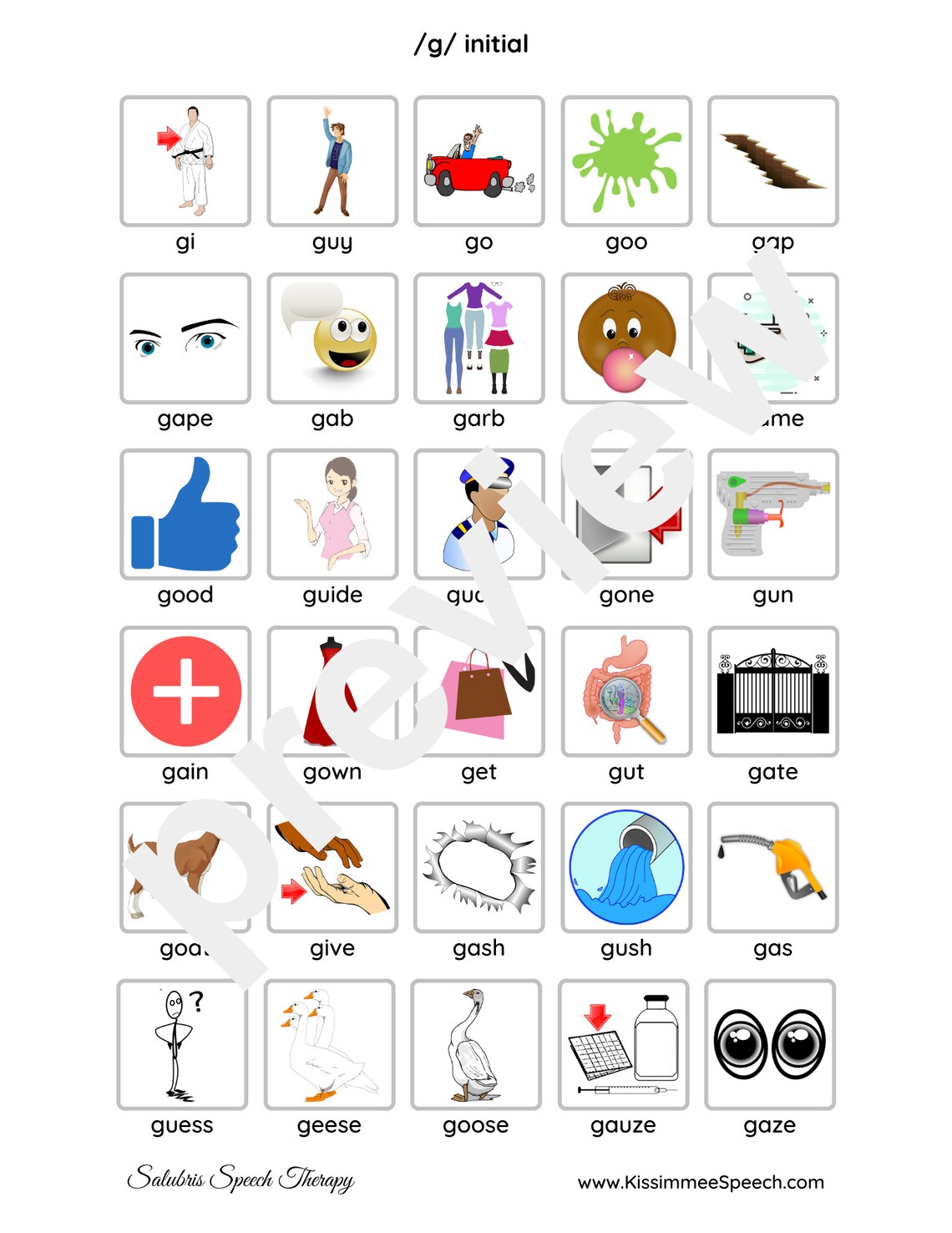 Phoneme "g" for Speech Therapy Practice - 3 Pages! - Etsy