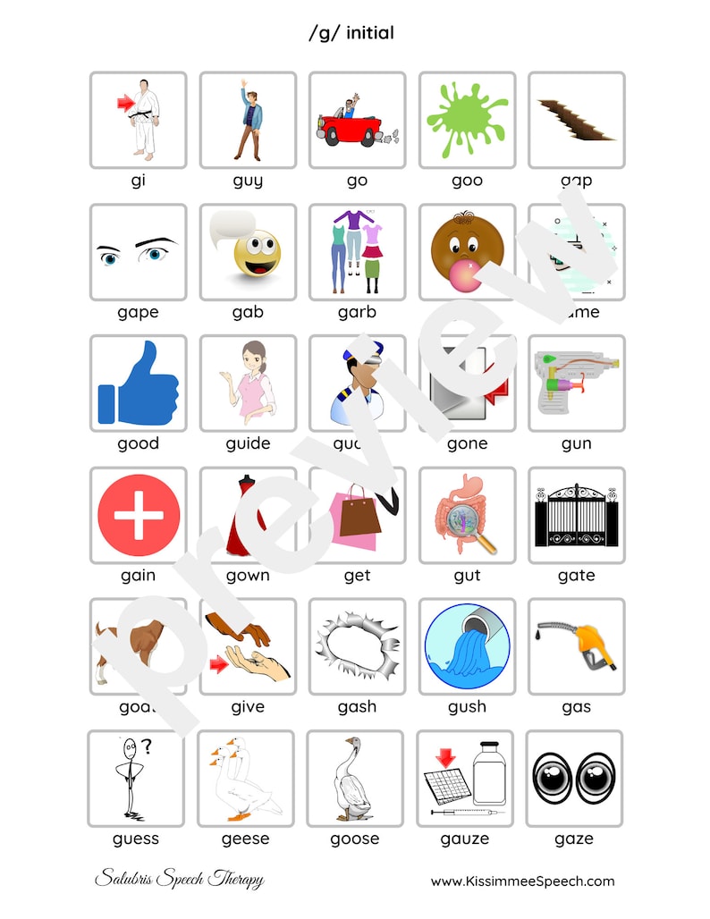 Phoneme "g" for Speech Therapy Practice - 3 Pages! - Etsy