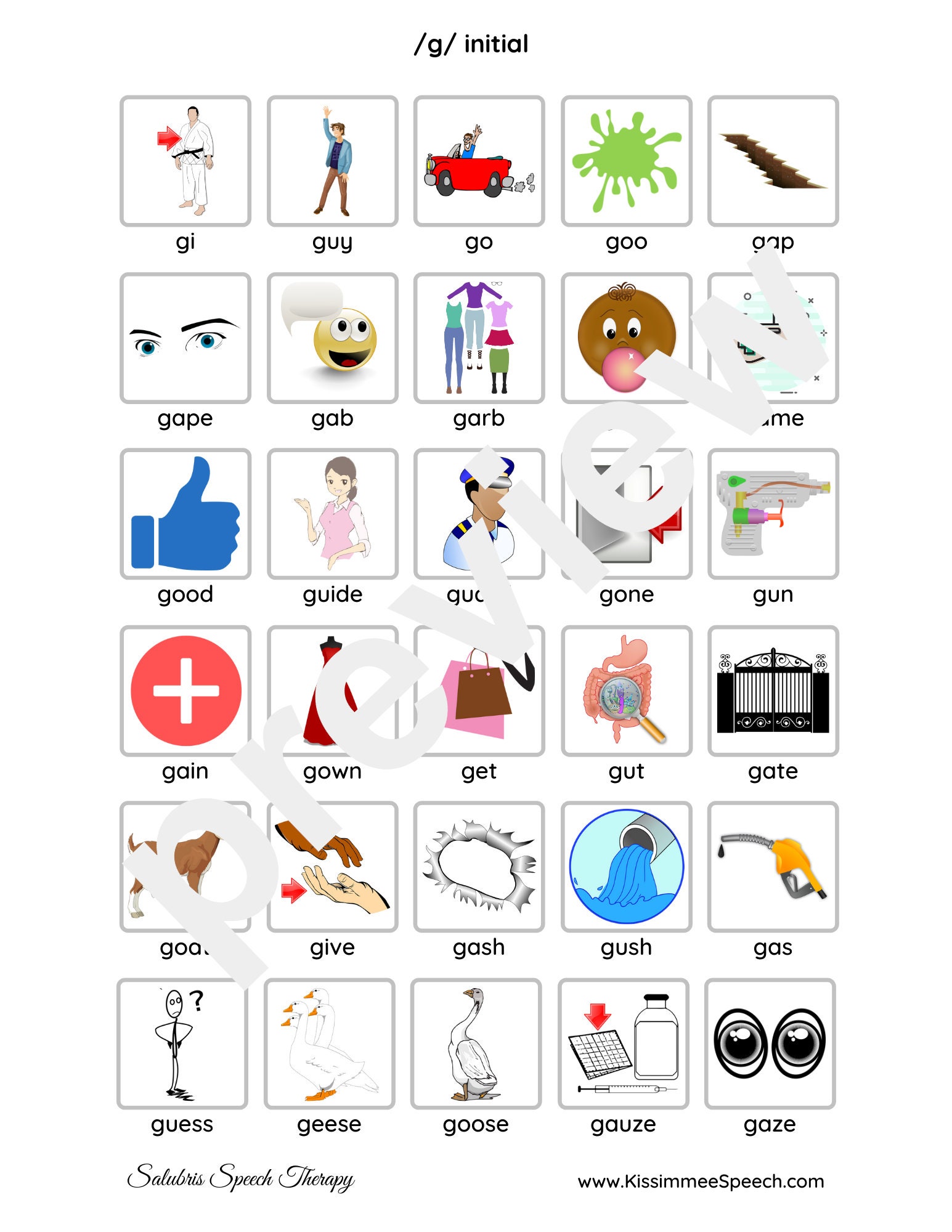 Phoneme "g" for Speech Therapy Practice - 3 Pages! - Etsy