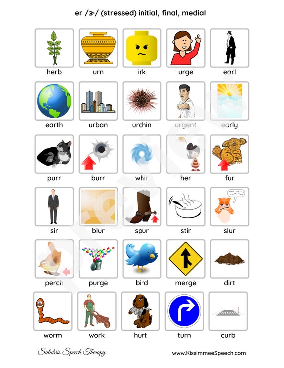 Vocalic er Worksheets for Speech Therapy Practice - Etsy