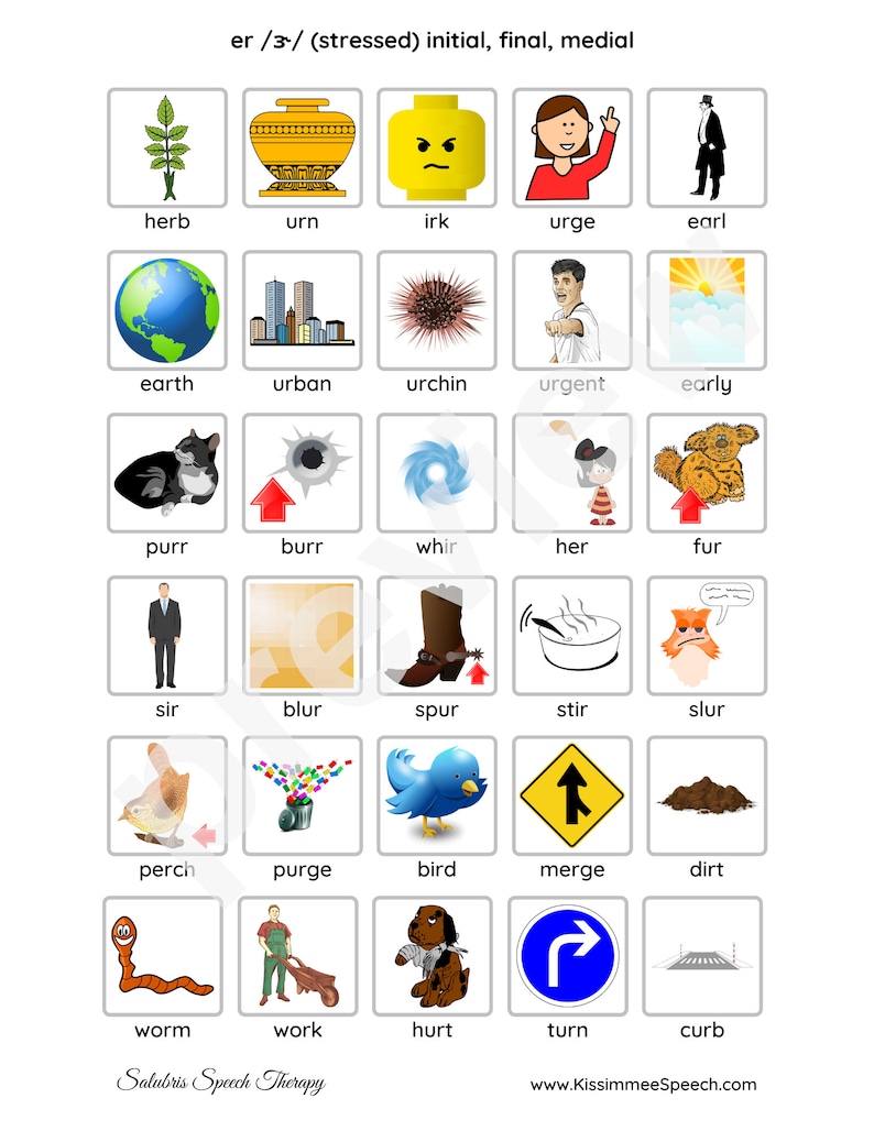 Vocalic "er" Worksheets for Speech Therapy Practice - 8 Pages! - Etsy