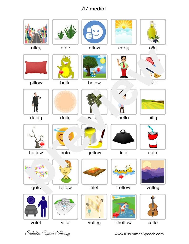 Phoneme "l" for Speech Therapy Practice - 9 Pages! - Etsy