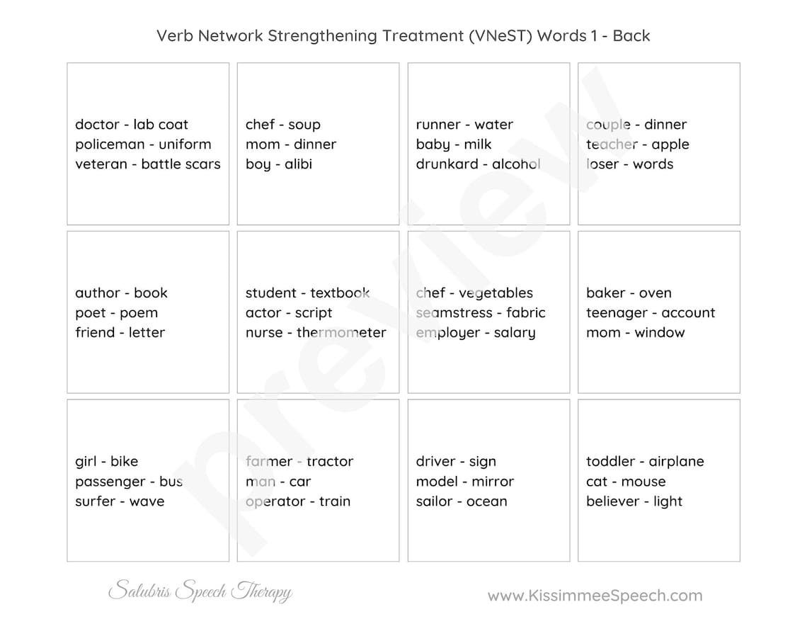 Aphasia Vnest Worksheets Word-finding, Sentences Speech Therapy - Etsy