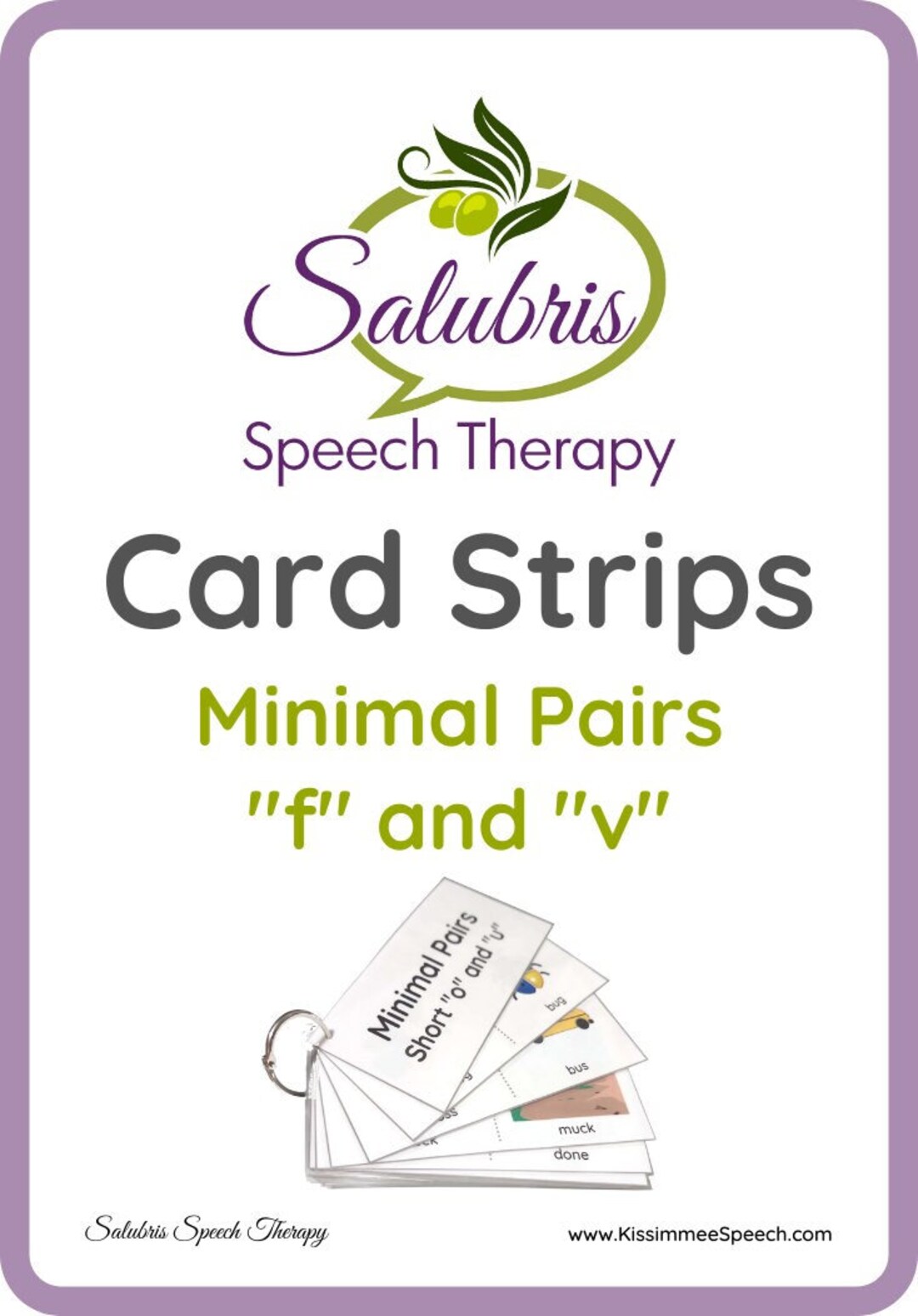 Card Strips - Minimal Pairs "f" & "v" - Speech Therapy Articulation - Etsy