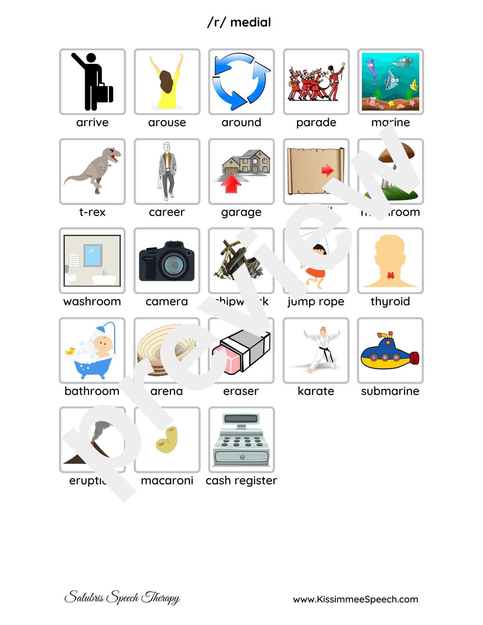 Prevocalic "r" Worksheets for Speech Therapy Practice - 4 Pages! - Etsy