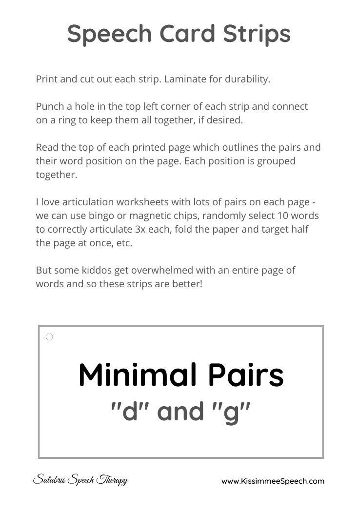 Card Strips Minimal Pairs d & g - Etsy