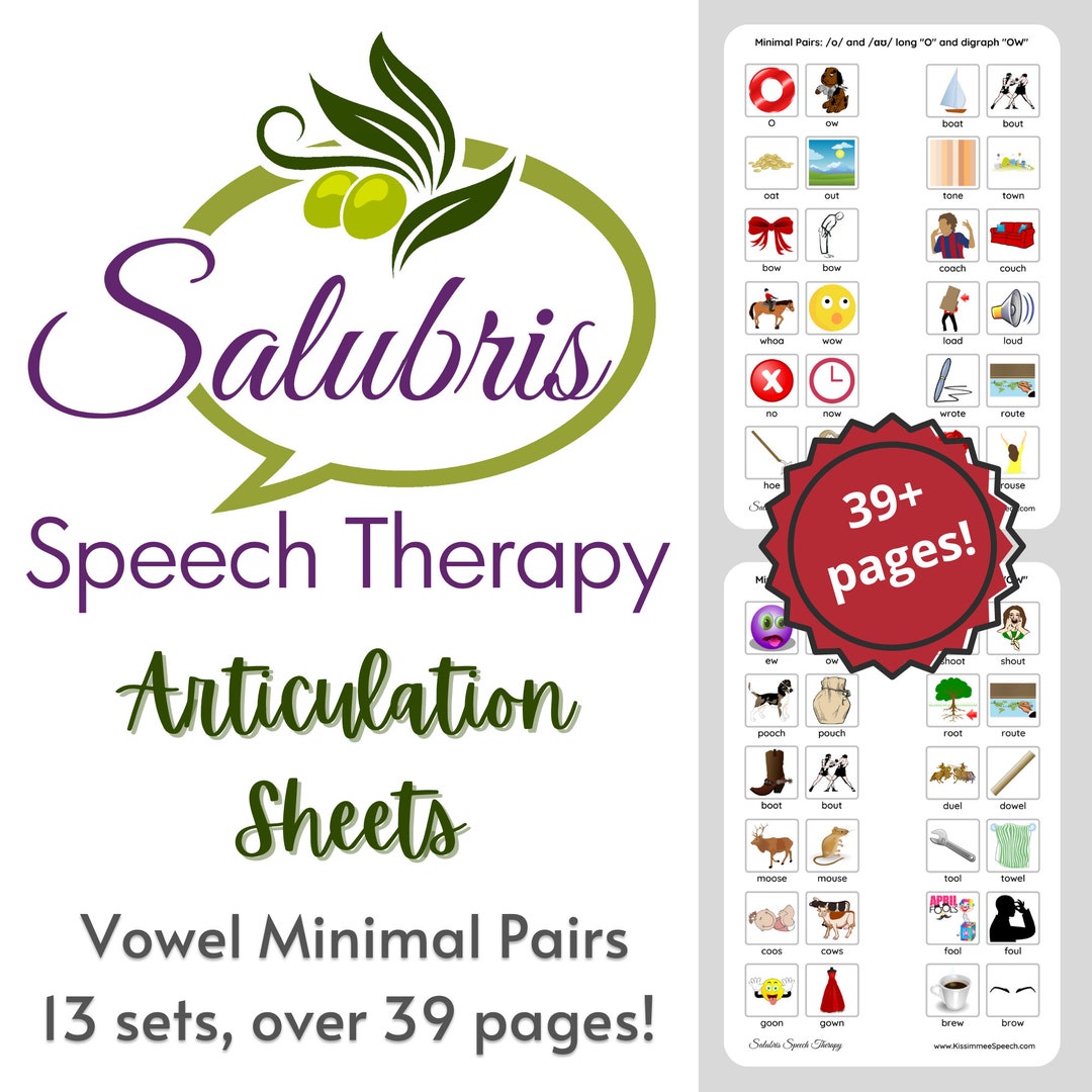 SET of Vowel Minimal Pairs - 13 Sets of Vowel Pairs - Over 38 Pages! - Etsy