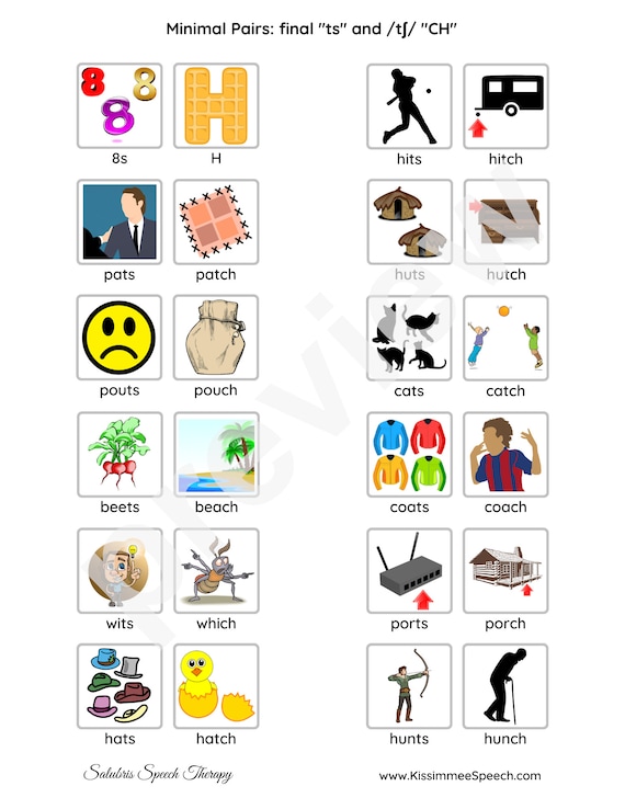 Minimal Pairs Final ts & ch Speech - Etsy