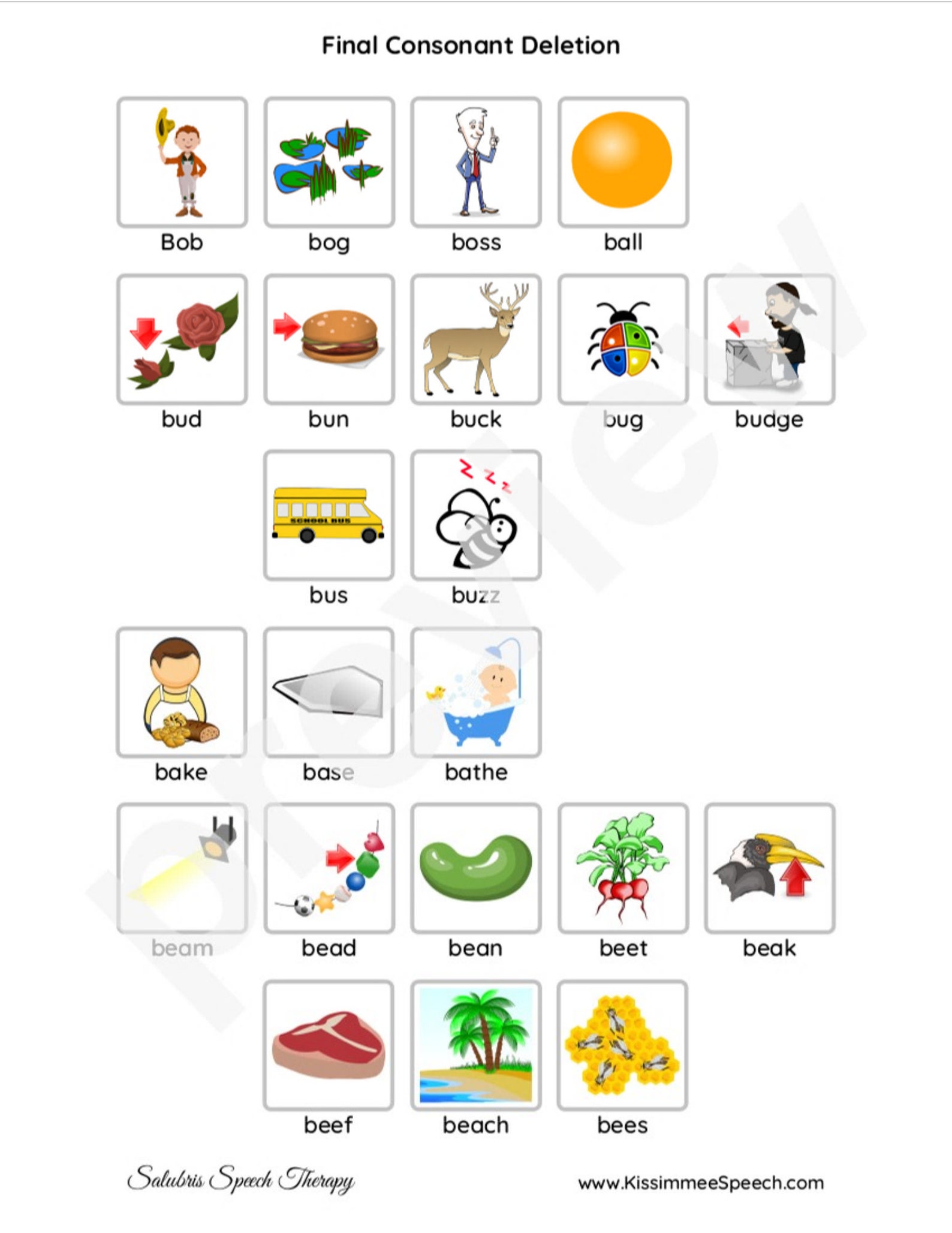 Final Consonant Deletion - Phonemes for Speech Therapy Practice - 22 ...