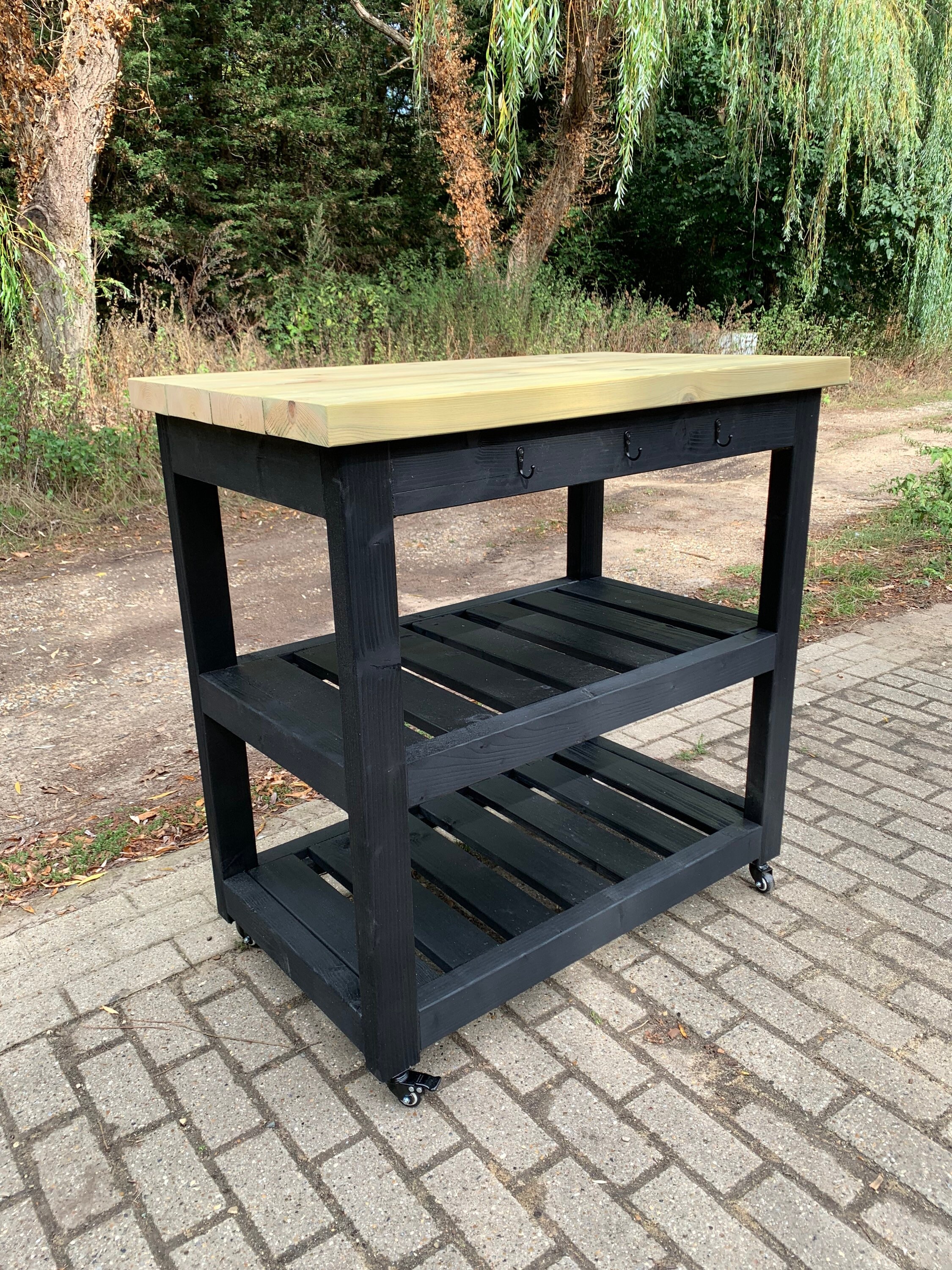 BBQ Table Double Shelf Outdoor Pizza Oven Table Potting - Etsy UK