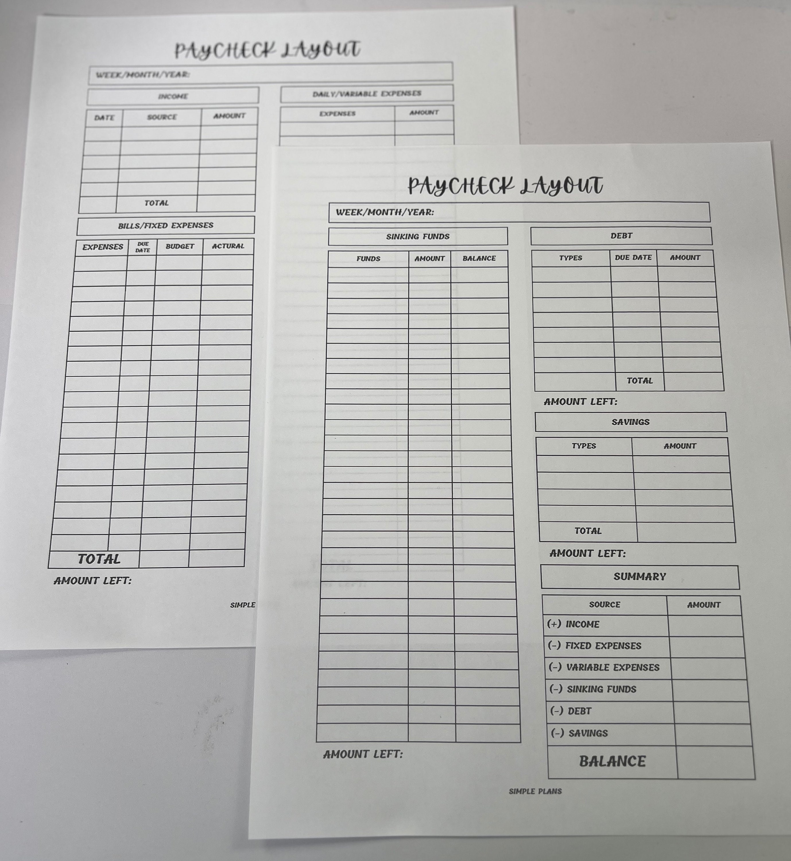 Paycheck Budget Layout Printable Financial Plannerpaycheck Budget Sheet ...