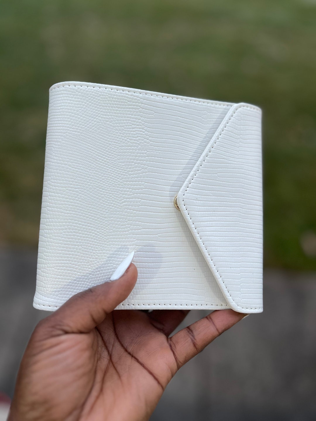 A7 V-snaplizard Leather Binder Wallet With Gold Bag Strap - Etsy