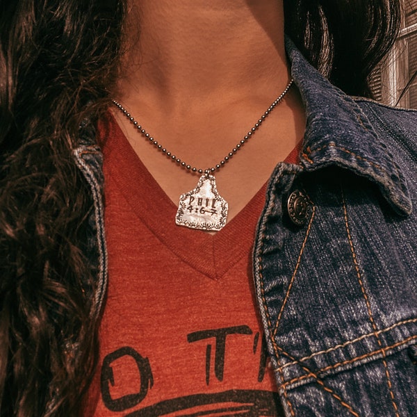 Cow Tag Necklace - Etsy