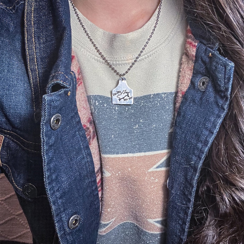 Cow Tag Necklace - Etsy
