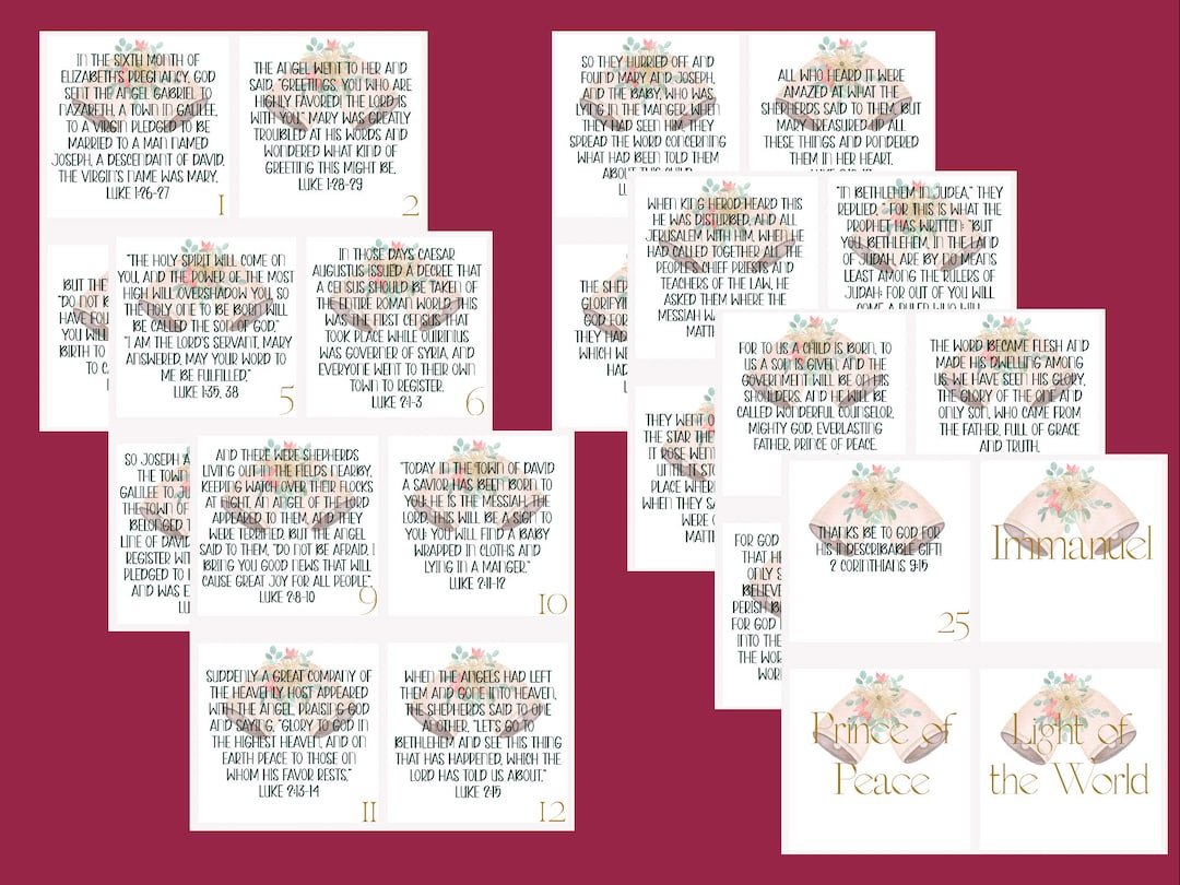 Advent Scripture Cards | Printable Advent Calendar | Christmas Bible ...