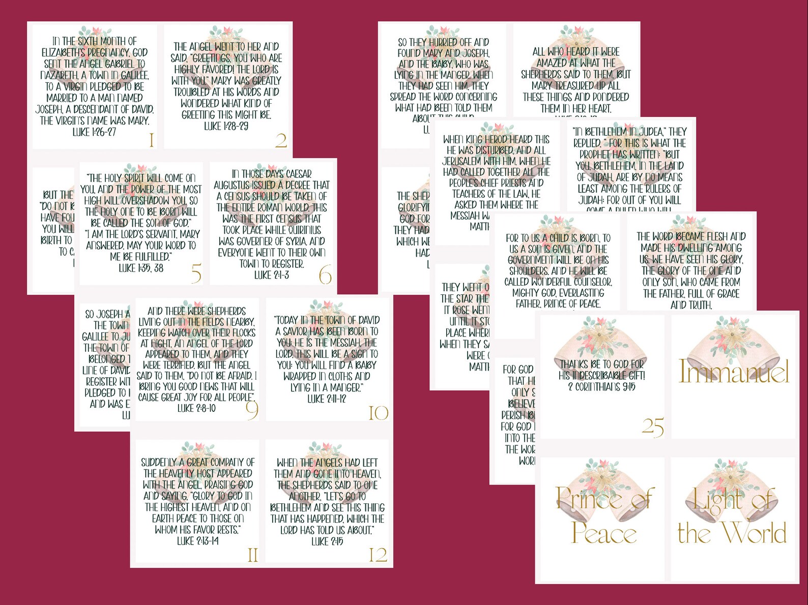 Advent Scripture Cards | Printable Advent Calendar | Christmas Bible ...