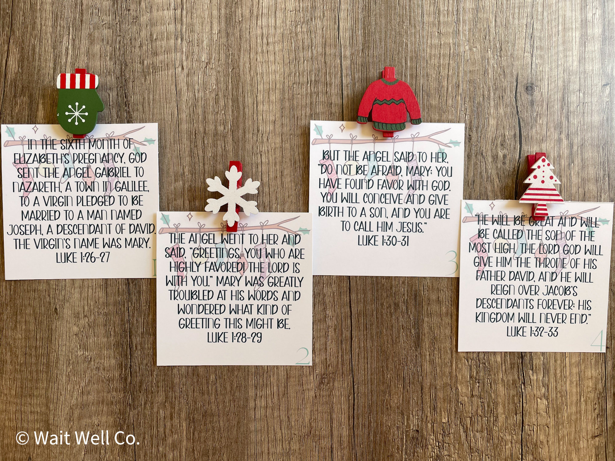 Advent Scripture Cards Printable Advent Calendar Christmas Bible Verse ...