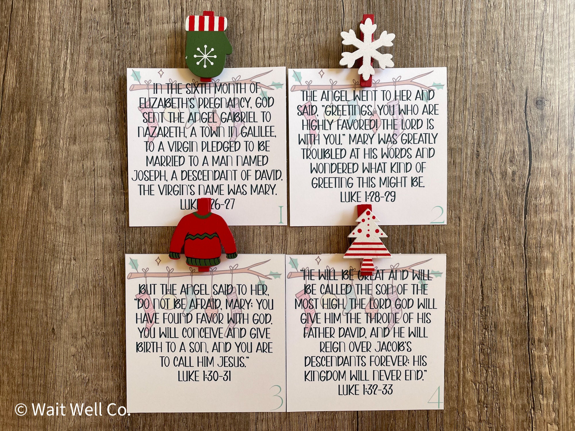 Advent Scripture Cards Printable Advent Calendar Christmas Bible Verse ...