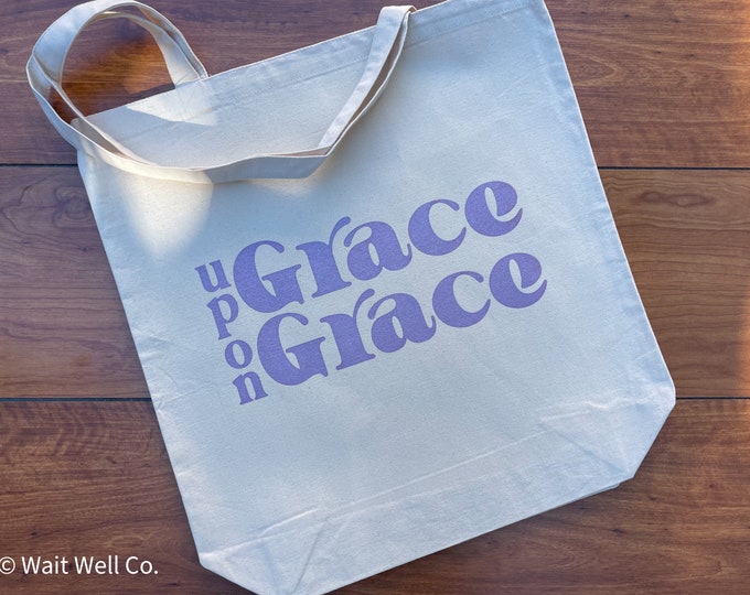 Grace Upon Grace Tote Bag, Cotton Canvas ,tote Bag With Pockets ...