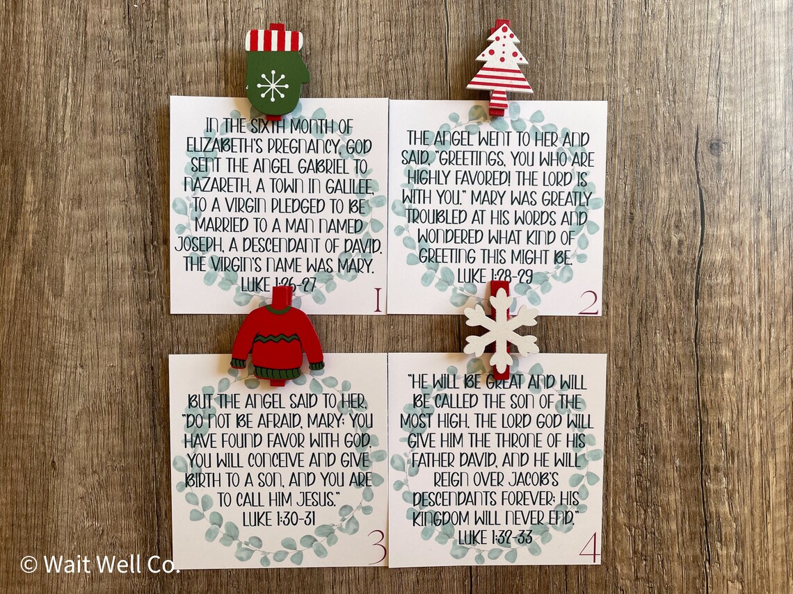 Advent Scripture Cards Printable Advent Calendar Christmas Bible Verse ...