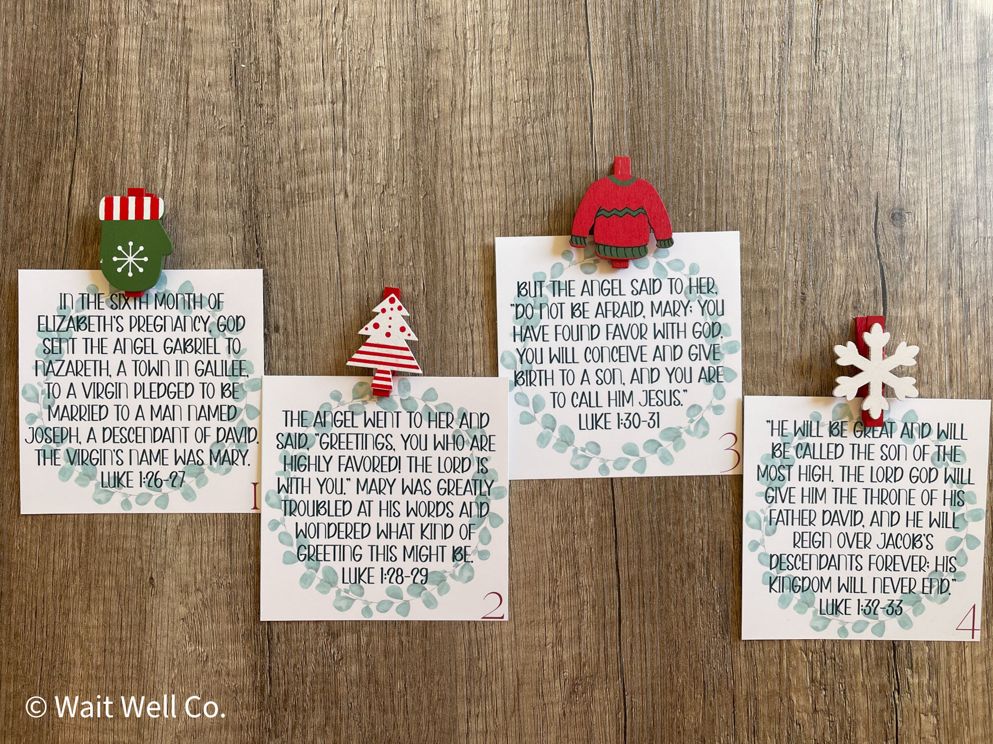 Advent Scripture Cards Printable Advent Calendar Christmas Bible Verse ...