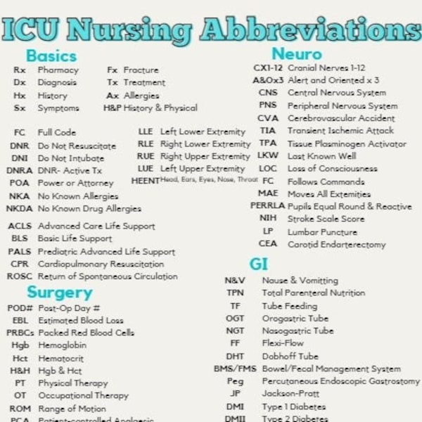 Icu Nursing Notes - Etsy