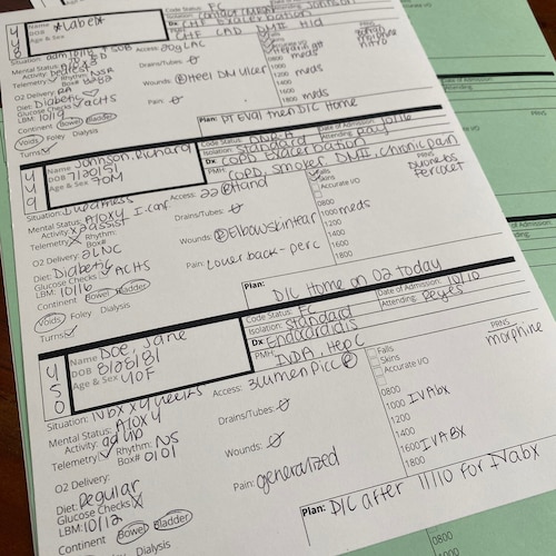 Medical Surgical / Telemetry Report Sheet Digital Download - Etsy