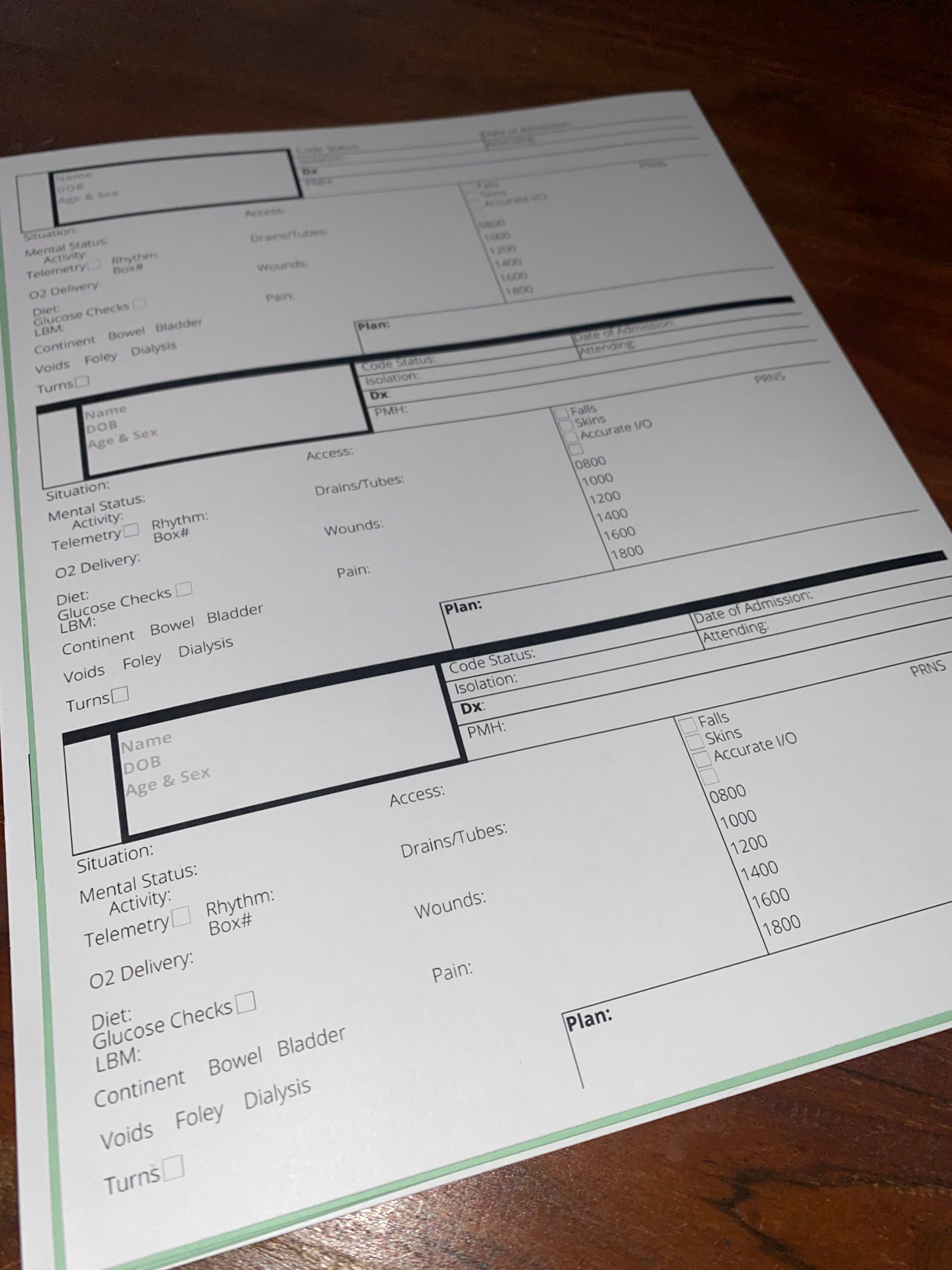 Medical Surgical / Telemetry Report Sheet Digital Download - Etsy UK
