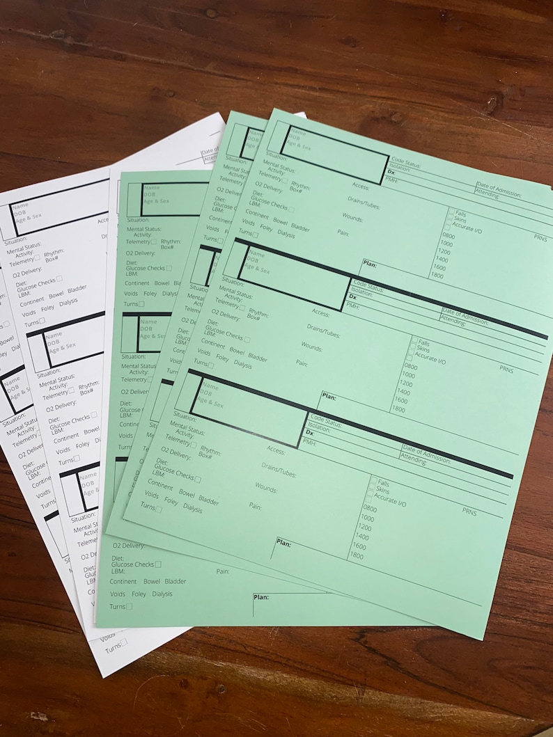 Medical Surgical / Telemetry Report Sheet Digital Download - Etsy