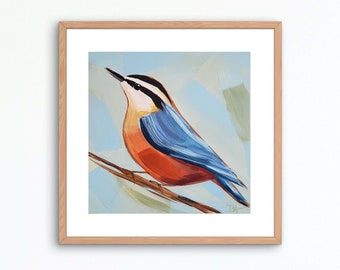 Nuthatch Bird, Original Drawing Print on Textured Fine Art Paper. 5x7 ...
