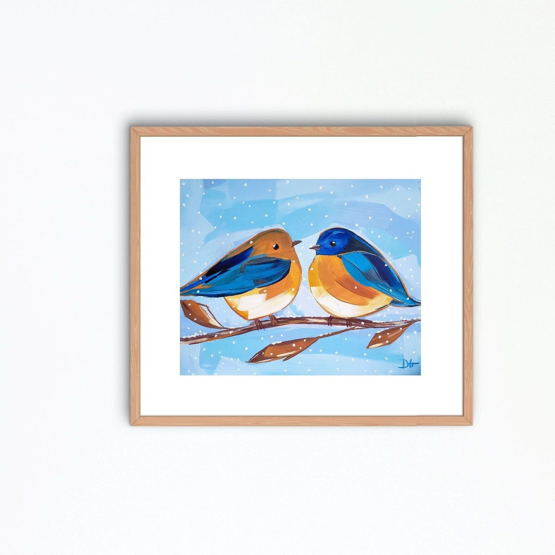 Two Bluebirds Art Print - Etsy