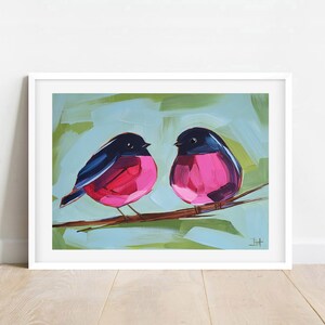 Two Robin Birds Art Print - Etsy