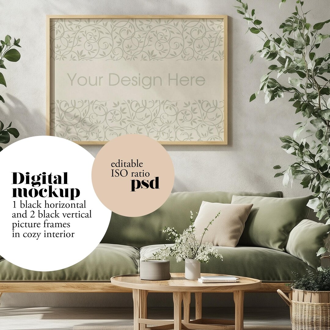 ISO Wall Art Display Digital Download, Wooden Picture Frame Mockup ...