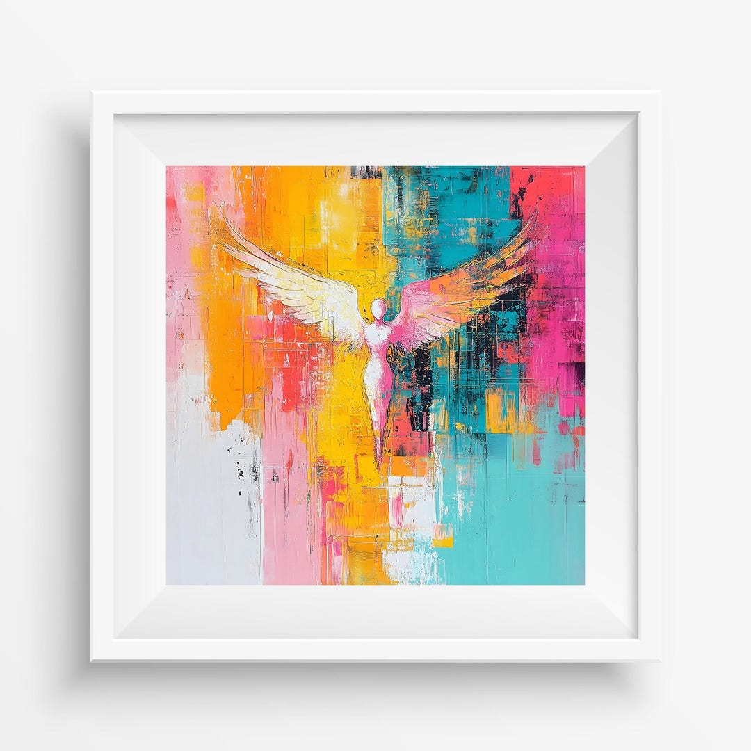 Colourful Abstract Angel Wall Art - Digital Download | Vibrant Modern ...