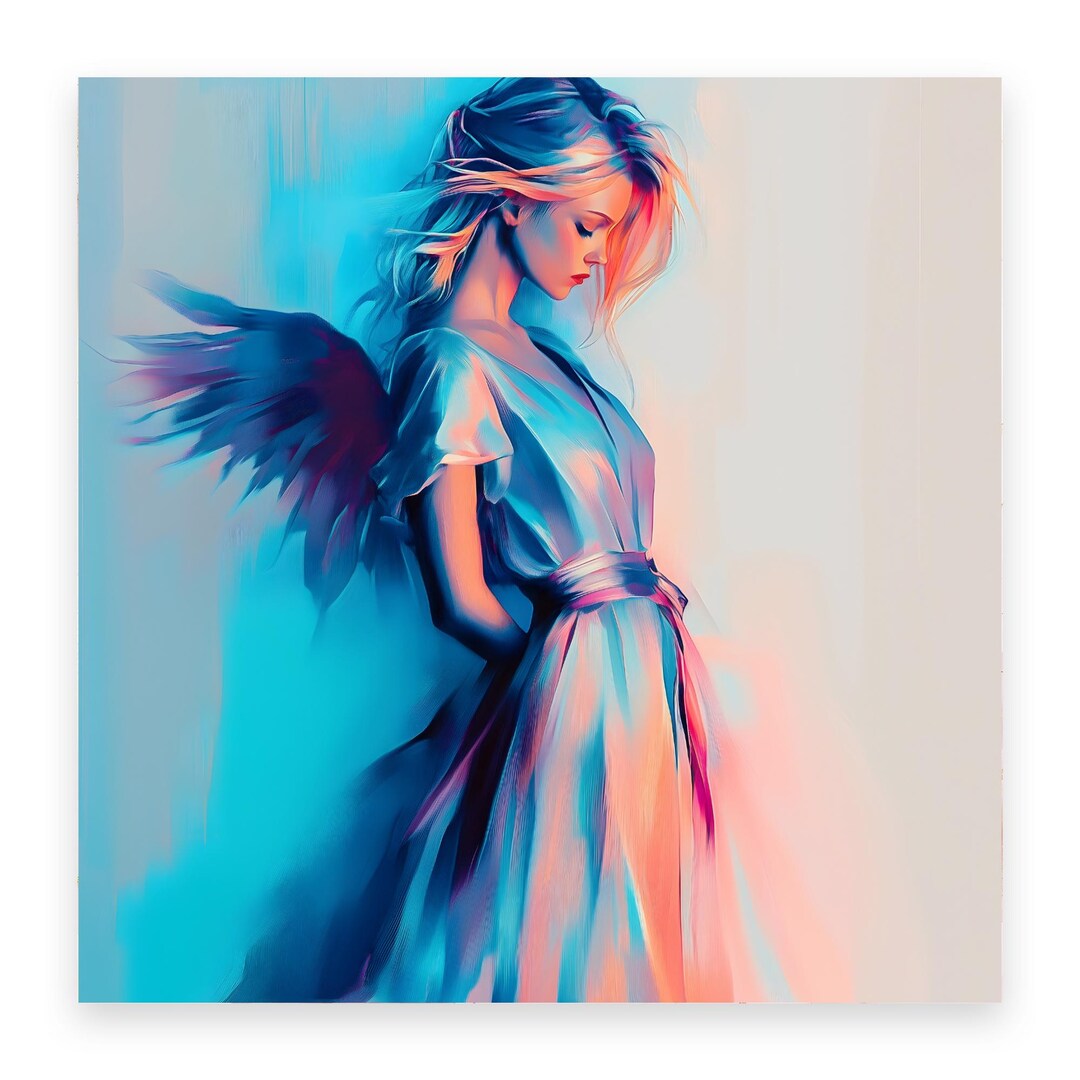 Digital Download Blue Angel Wall Art | Square Ethereal Abstract ...