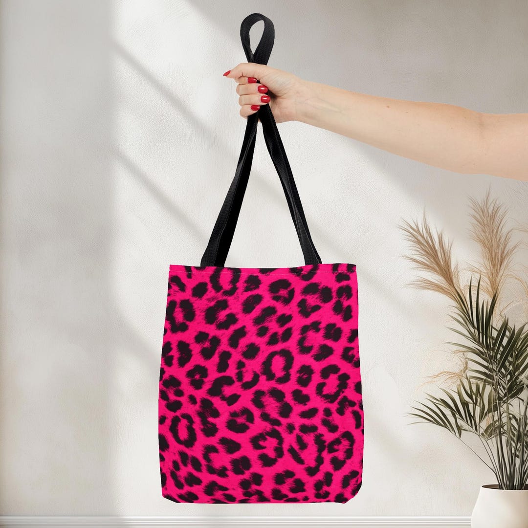 Bold Pink Leopard Print Tote Bag Animal Print Shopper Bag - Etsy