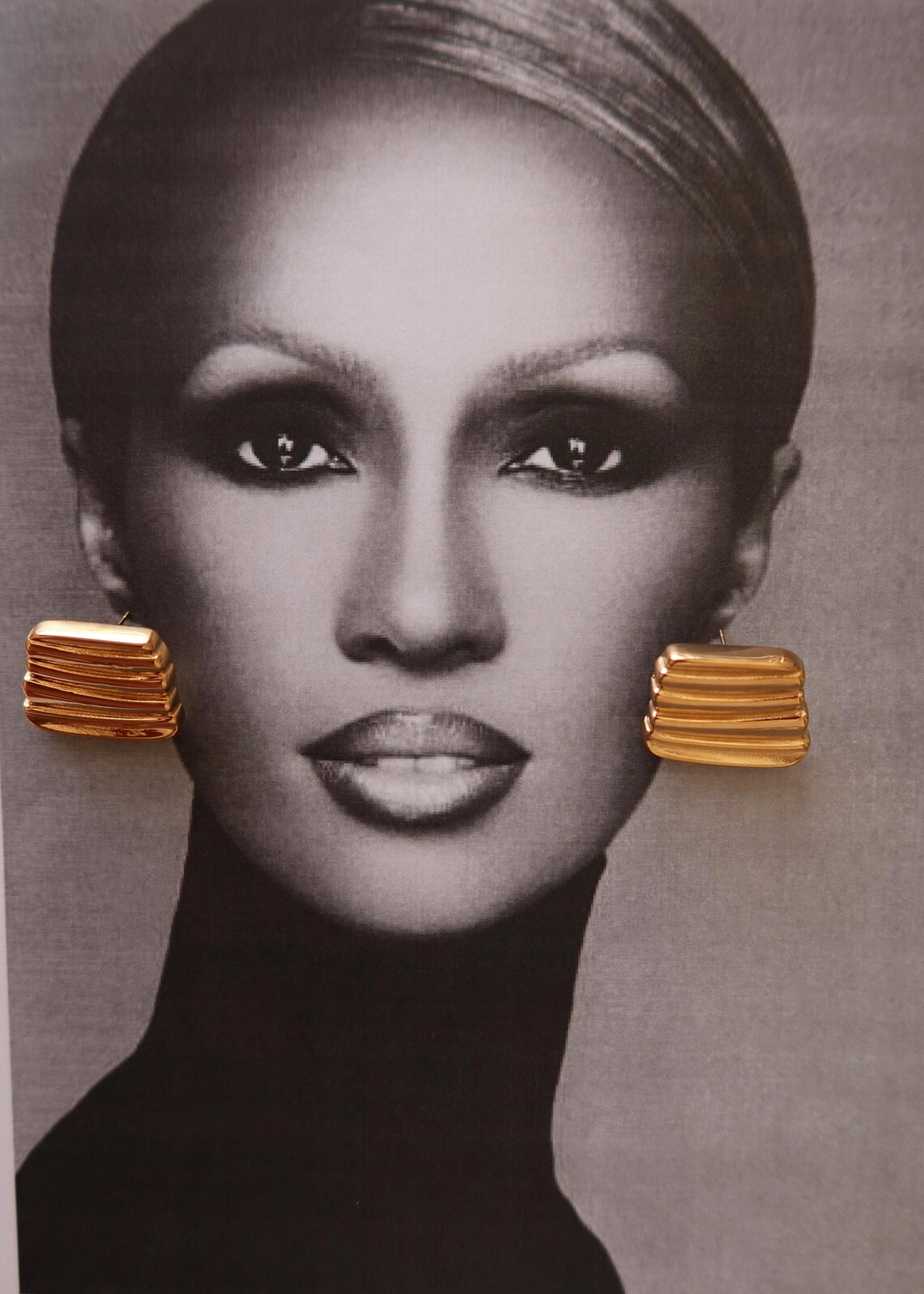 Vintage-inspired Gold Rectangle Statement Earrings Timeless Statement ...