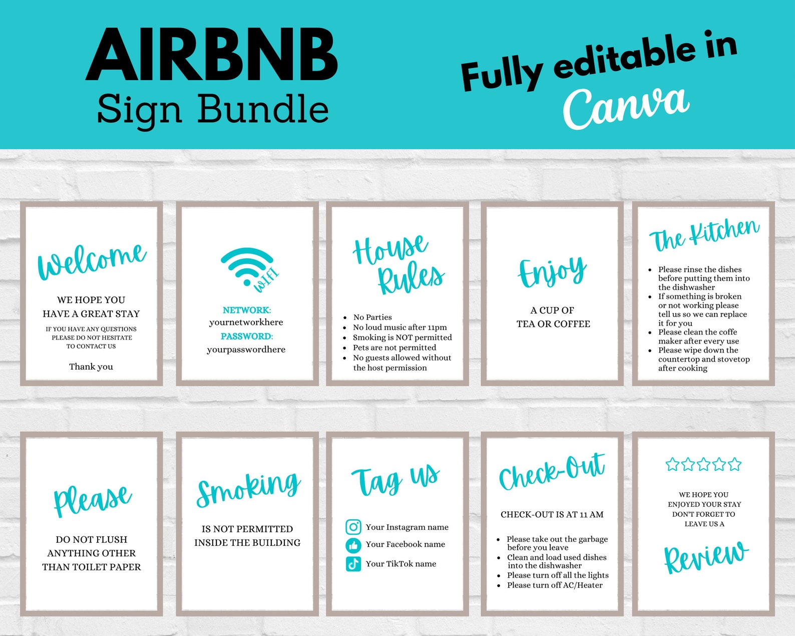 Airbnb Sign Bundle Editable Templates Airbnb Host Vacation - Etsy