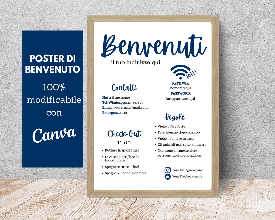 Poster Di Benvenuto Airbnb, Guida Di Benvenuto, Poster Modificabile ...
